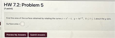 Solved Hw 7 2 Problem 5 1 ﻿point Find The Area Of The