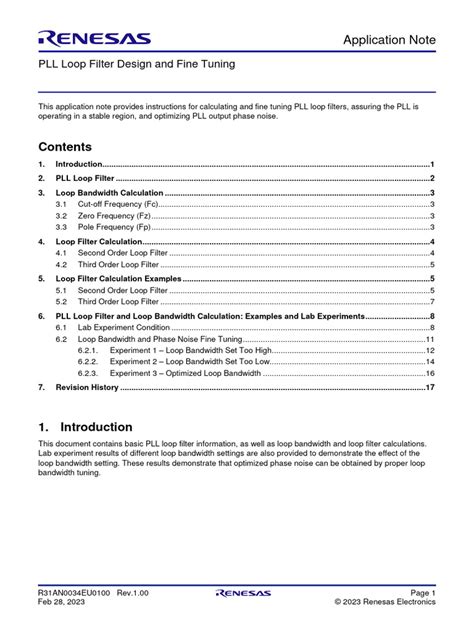 Rengeneral Pll Loop Filter Design Fine Tuningapn20230228 Pdf