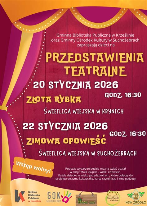 Zapraszamy Dzieci Na Przedstawienia Teatralne Urząd Gminy Suchożebry