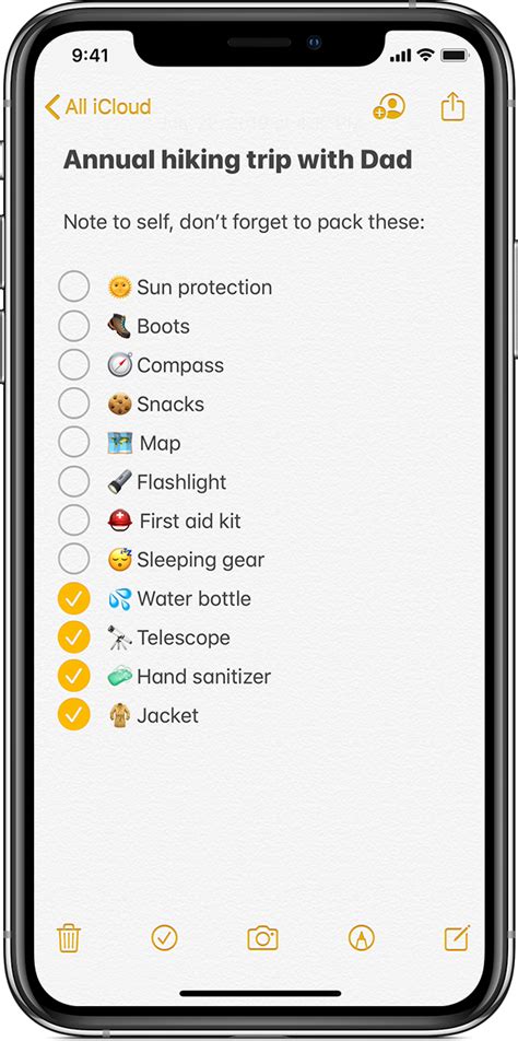 create a to do list with notes apple support