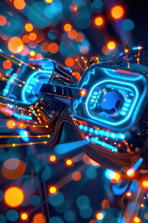 Futuristic Neural Interface And Vr Headset With Glowing Data Flow Design For Technology Concept