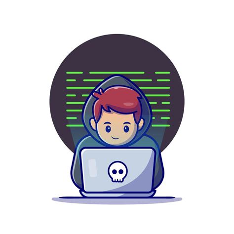 Hacker Operating Laptop Cartoon Vector Icon Illustration. People ...