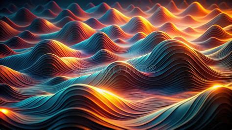 Abstract Undulating Landscape Of Layered Curves With Vibrant Warm And