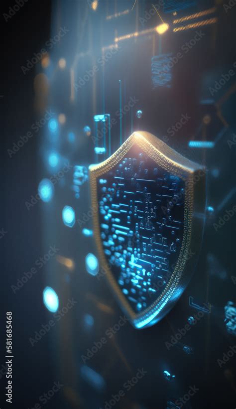Cyber Security Digital Shield For Protecting Data Abstract Futuristic Vertical Background Ai