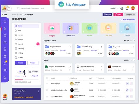 Dribbble Admin Dashboard File Manager Page Web Ui Template 487064 Png