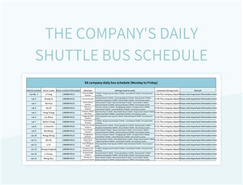 Free Bus Schedule Templates For Google Sheets And Microsoft Excel Slidesdocs