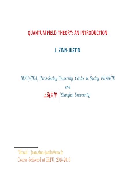 Qft Irfu1 Pdf Pdf Quantum Field Theory Gauge Theory