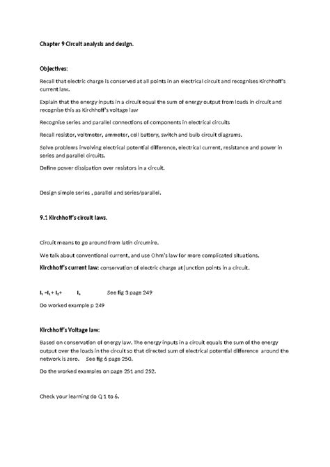 Chapter 9 Ciruit Analysis And Design Chapter 9 Circuit Analysis And Design Objectives Recall