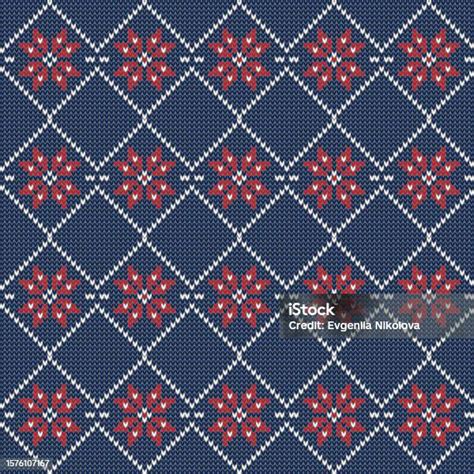 니트 텍스처 벡터 패턴입니다 겨울 배경입니다 크리스마스 못생긴 스웨터 디자인입니다 노르웨이 페어 아일 스타일 스톡 일러스트레이션