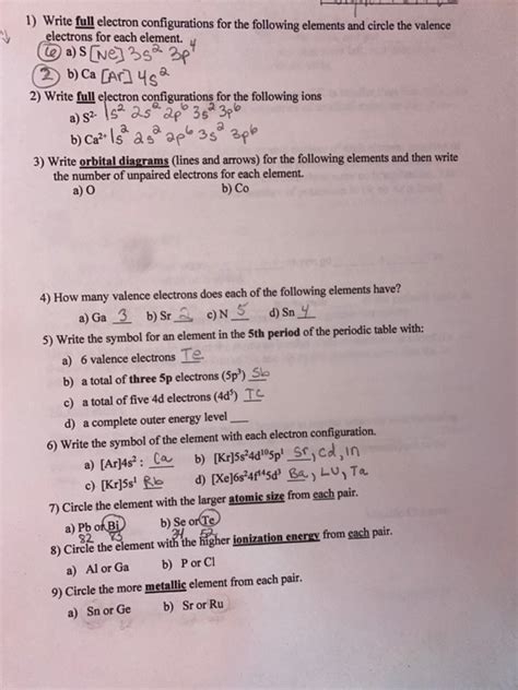 Solved 1 Write Full Electron Configurations For The