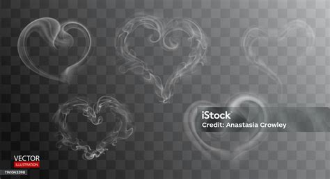 어두운 또는 투명 한 배경에 컵 위에 뜨거운 증기 백색 담배 연기 파 물 차 음식 커피 얼음에 심장 증기의 집합입니다 증기 안개 가스 안개 벡터 일러스트 레이 션입니다 얼음