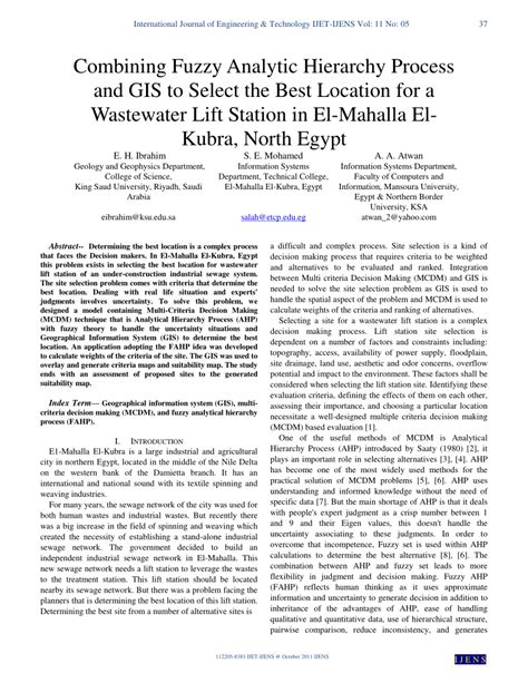 Pdf Combining Fuzzy Analytic Hierarchy Process And Gis To Select The