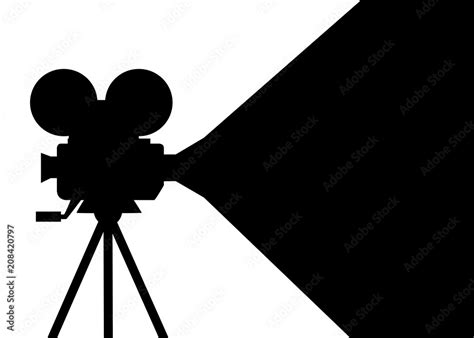 Black Silhouette Retro Movie Projector Cartoon Vector Illustration