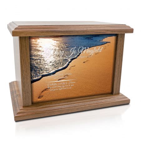 Footprints In The Sand Ii Cremation Urn Prestige Walnut Green