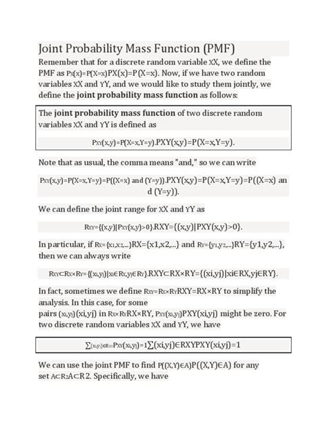 Joint And Marginal Pmf Pdf Applied Mathematics Statistics