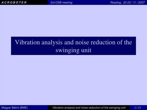 Ppt Vibration Analysis And Noise Reduction Of The Swinging Unit Powerpoint Presentation Id
