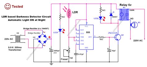 Ldr Circuit Diagram LDR Darkness Sensor Circuit Diagram