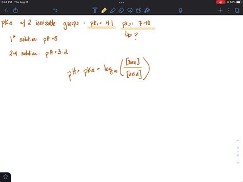 Solved The Pka Values Of A Compound With Two Ionizable Groups Are Pk1 4 10 And Pk2 Between 7
