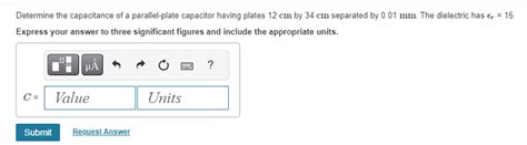Solved Determine The Capacitance Of A Parallel Plate Chegg