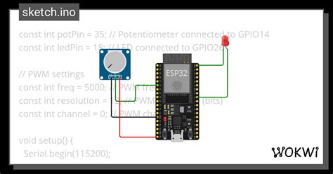Brillo Del Led Esp32 Con Potenciometro Wokwi ESP32 STM32 Arduino Simulator