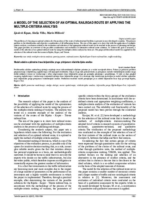 Pdf A Model Of The Selection Of An Optimal Railroad Route By Applying