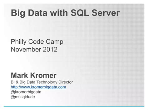 Big Data With Sql Server Ppt Free Download