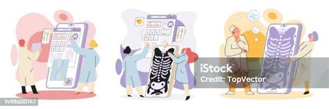 온라인 의료 서비스 모바일 애플리케이션 상담 및 처방약 진단 은유 E헬스 개념에 대한 스톡 벡터 아트 및 기타 이미지 개념 건강 진단 건강관리와 의술 Istock