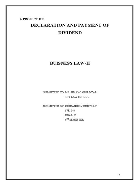 Declaration And Payment On Dividend Pdf Dividend Interest