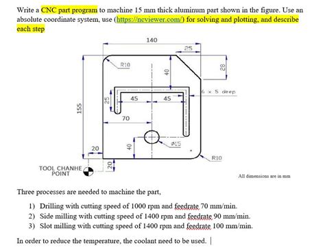 Solved Write A Cnc Part Program To Machine 15 Mm Thick