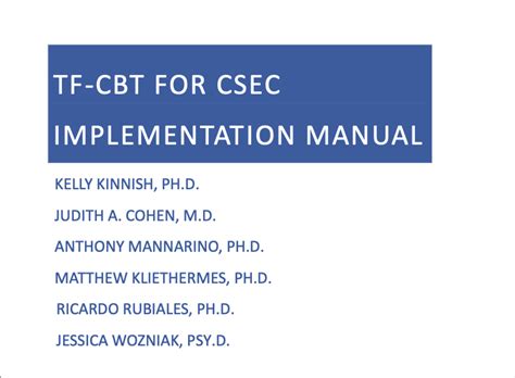 TF CBT For CSEC Implementation Manual Trauma Focus Cognitive Behavioral Therapy Certification