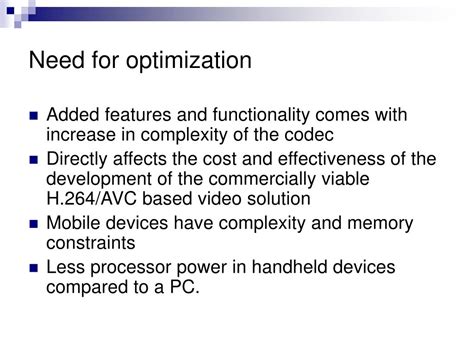 ppt optimization of h 264 avc baseline decoder on arm9tdmi processor
