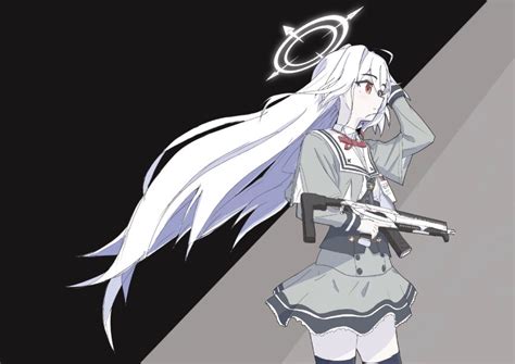 Suzumi Blue Archive Blue Archive Commentary Request Highres 1girl Adjusting Hair Arm Up