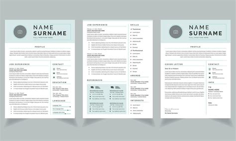 Professional Resume Design Template And Cover Letter 26554942 Vector