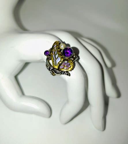 Echo Of The Dreamer 925 Sterling Bronze Butterfly Amethyst Ring Size 8