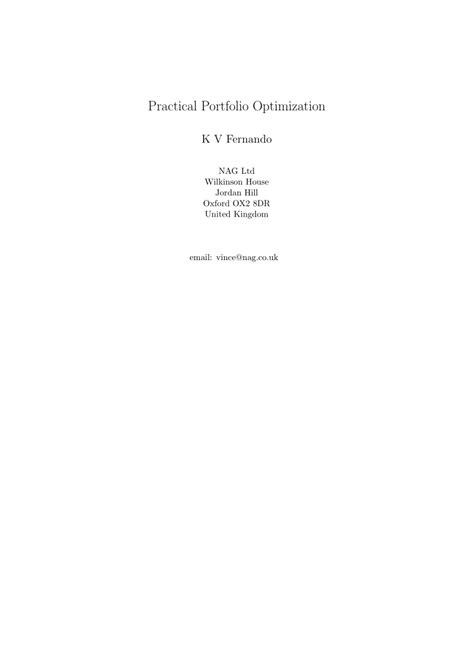 pdf practical portfolio optimization