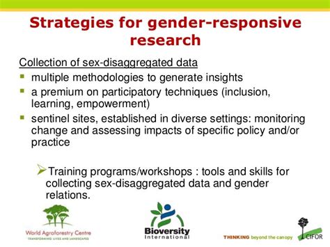 elements of a strategy for gender responsive research
