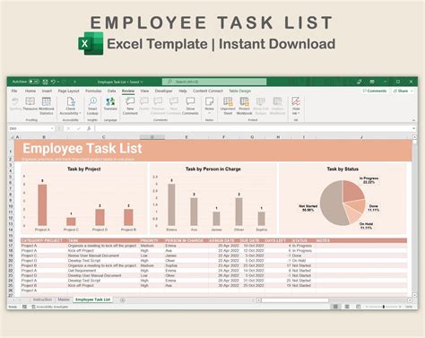 Employee Task List For Excel Task List For Work Small Business Team
