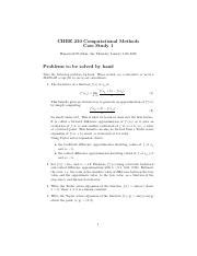 CHBE CaseStudy Pdf CHBE Computational Methods Case Study Homework Problem Due