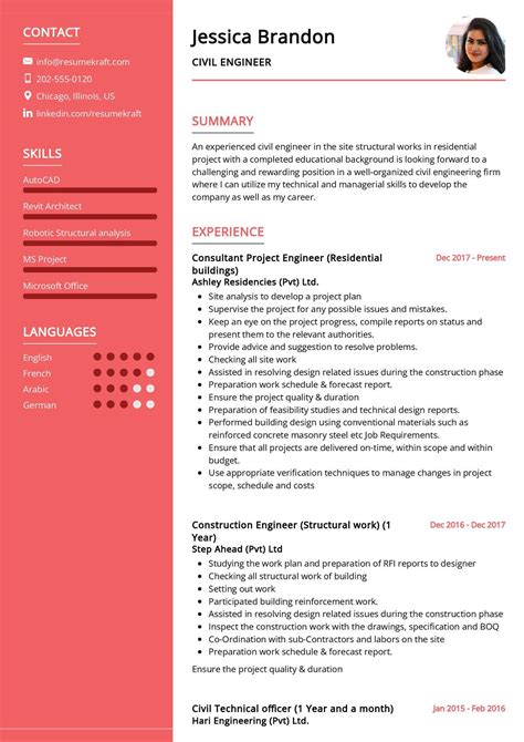 Civil Engineer Cv Example In 2025 Resumekraft