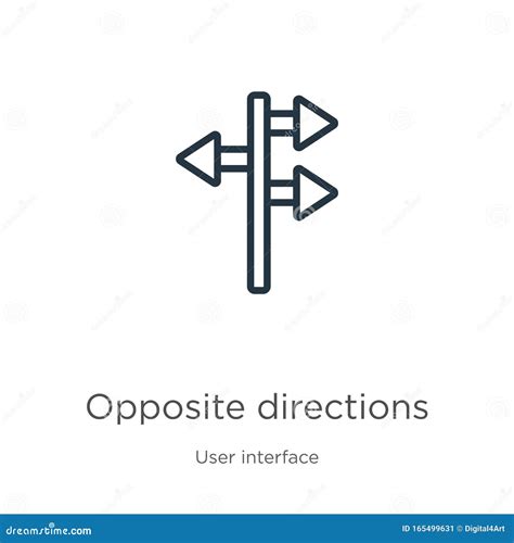 Opposite Directions Icon Thin Linear Opposite Directions Outline Icon Isolated On White