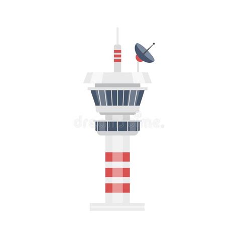 Flight Control Tower Icon In Flat Style Navigation Monitor Vector