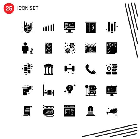 Set Of 25 Commercial Solid Glyphs Pack For Human Body Job Avatar Pencil Editable Vector Design