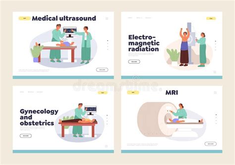 Mri Screening And Scanning Patient Concept Of Landing Pages Set With