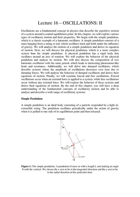Lecture 16 Oscillations Lecture 16 Oscillations Ii Oscillations