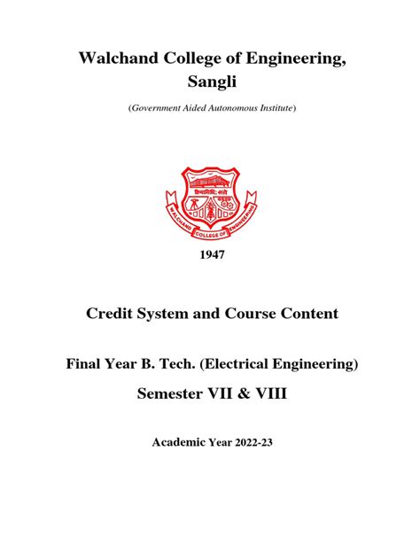 Final Year Btech Electrical Structure And Syllabus 2022 23 Pdf