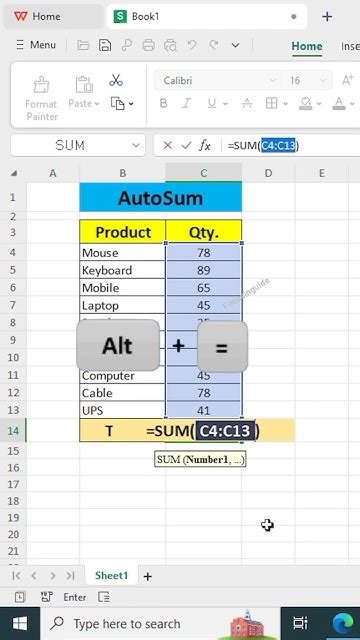 Auto Sum In Excel Excel Interview Question Tips And Tricks Focusinguide Exceltips Tutorial