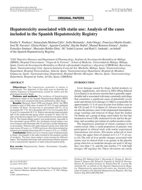 Pdf Hepatotoxicity Associated With Statin Use Analysis Of The Cases