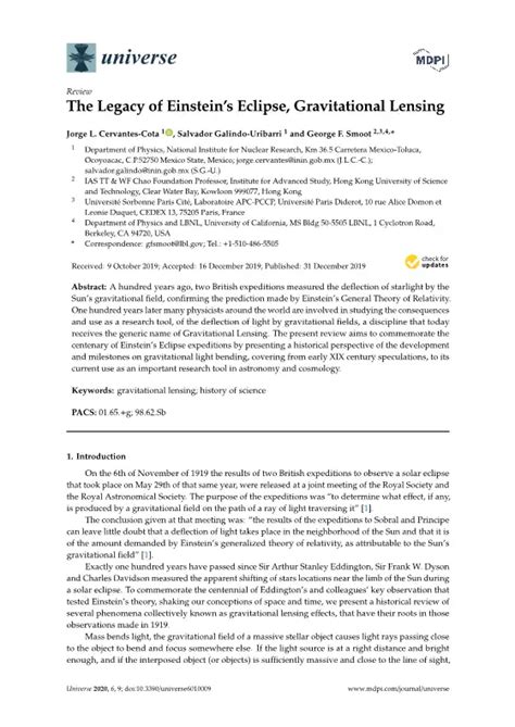 The Legacy Of Einsteins Eclipse Gravitational Lensing Docslib