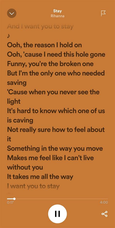 The Reason I Hold On 🦋 Stay Rihanna Lyrics
