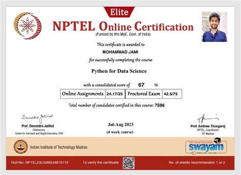 mohammad jami on linkedin datascience python nptel certification